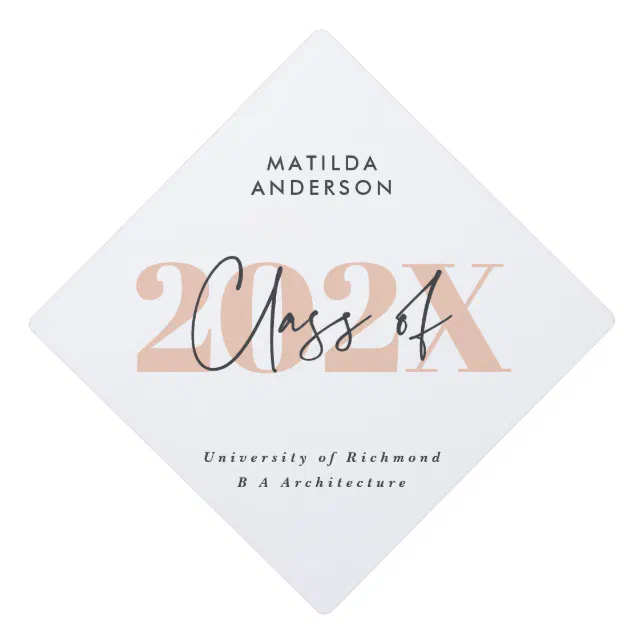 Peach pastel modern stylish typography graduation cap topper | Zazzle