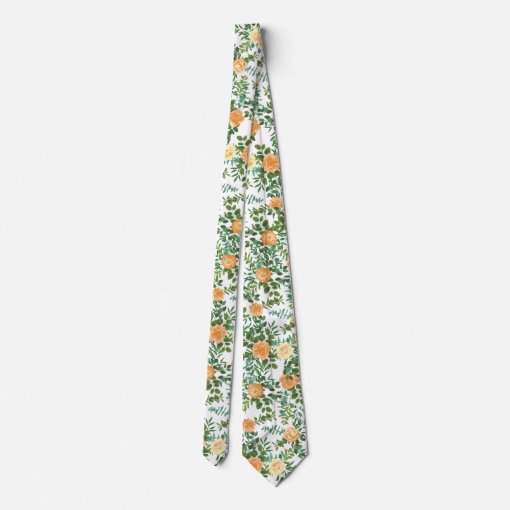 Peach Peony & Rose Floral Wedding Neck Tie | Zazzle