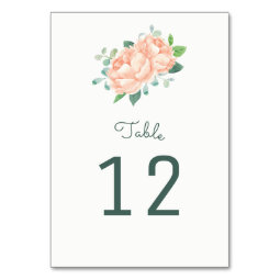 Peach Peony Table Number Cards | Zazzle
