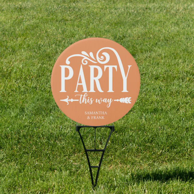 Peach Personalized Party This Way Sign | Zazzle