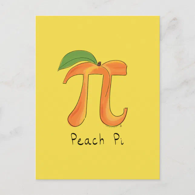 Peach Pi Cute Math Pi Day Postcard | Zazzle