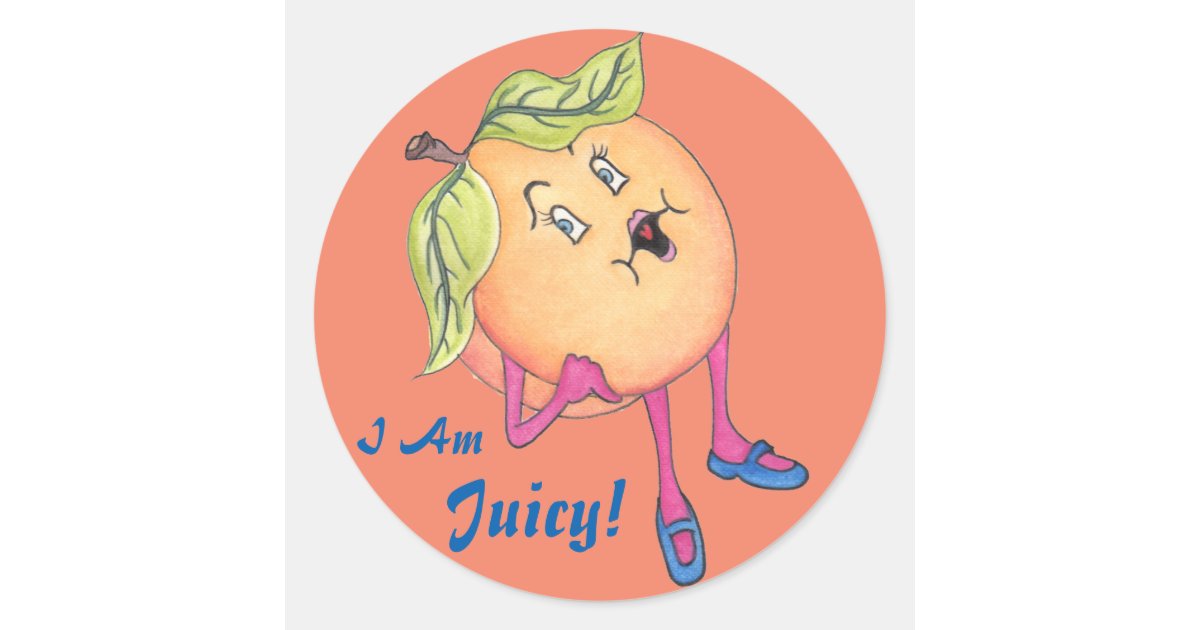 'Peach Pia' Glossy Round Sticker | Zazzle