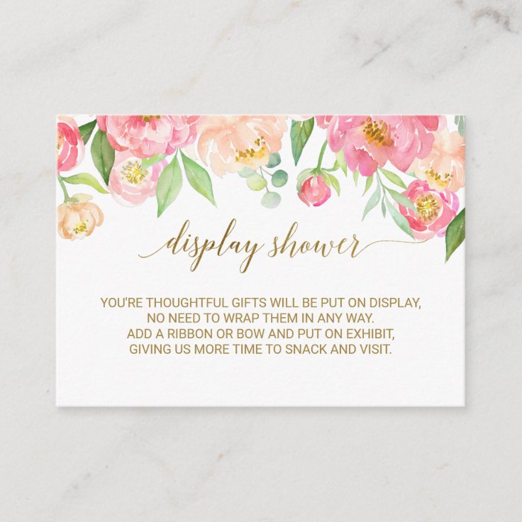 Peach & Pink Peony Display Shower Invite Insert | Zazzle
