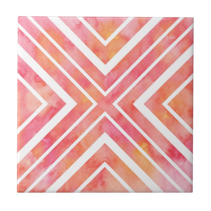 Peach Pink Watercolor Geometric Ceramic Tile | Zazzle.com