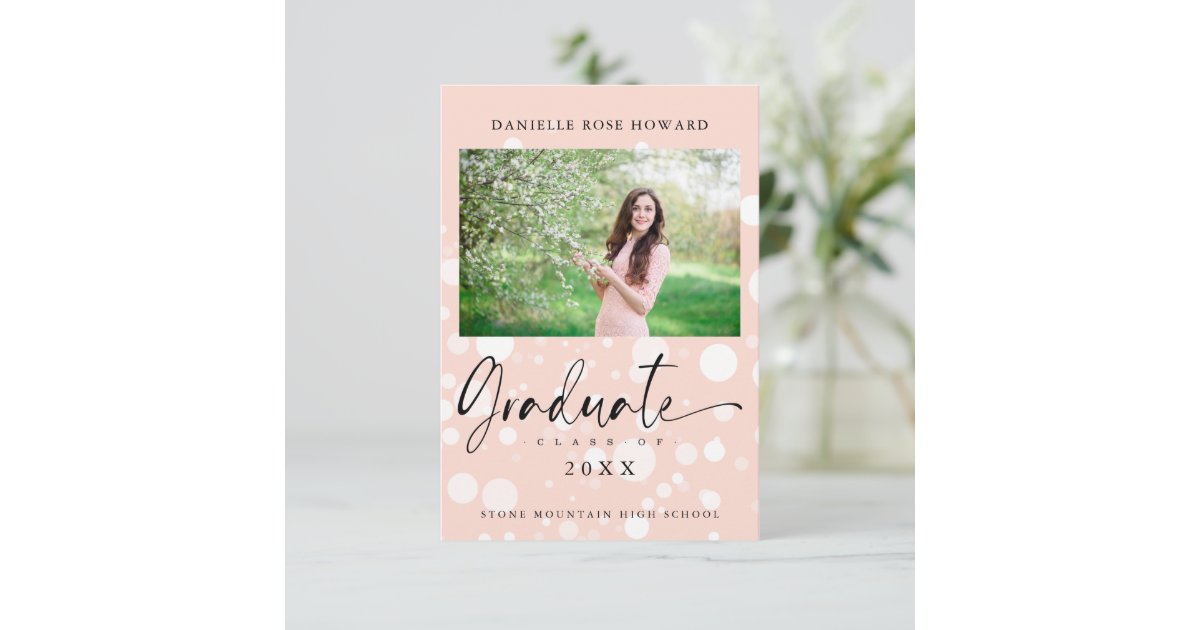Peach Polka Dot Custom Photo Graduate Graduation | Zazzle