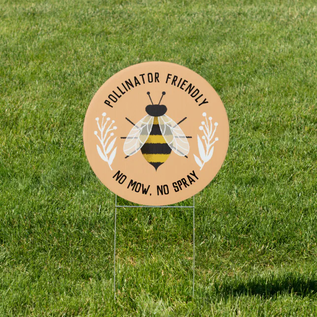 Peach Pollinator Friendly Bee and Butterfly Yard Sign | Zazzle
