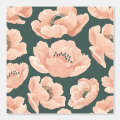 Peach Poppies On Green Elegant Floral Wallpaper | Zazzle