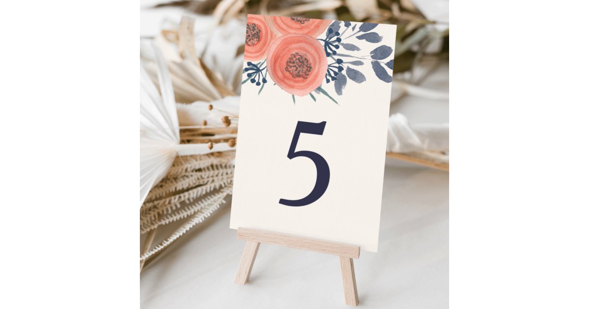 Peach Poppies Table Number | Zazzle