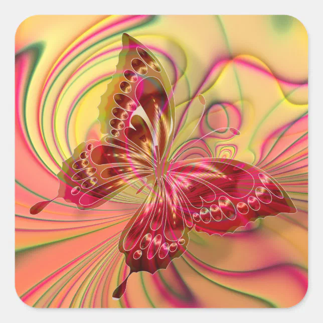 peach red butterfly stickers | Zazzle
