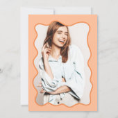 Peach retro wavy frame photo graduation invitation | Zazzle