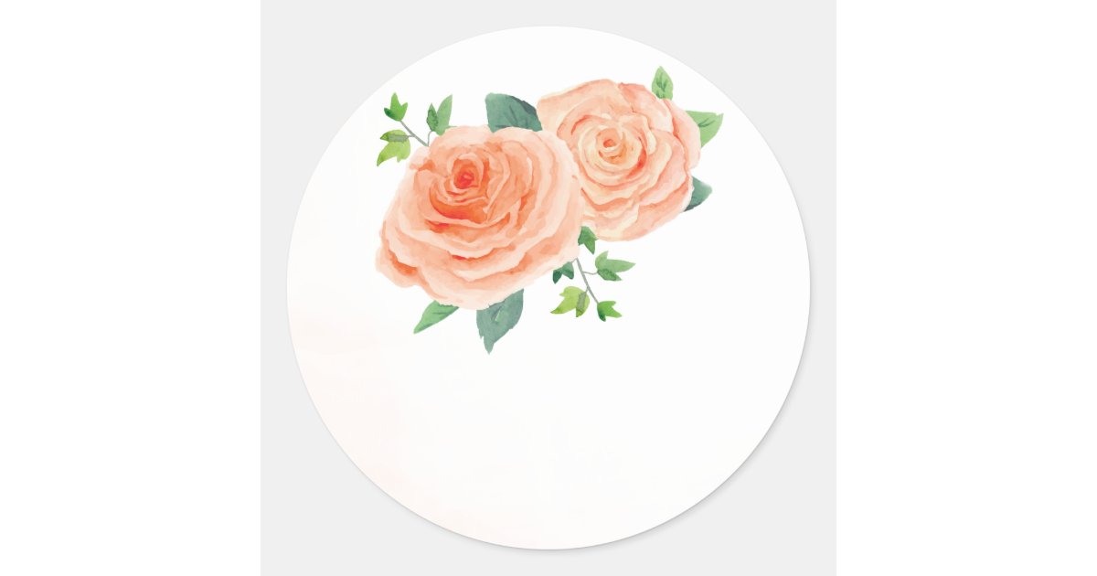 Peach Rose Wedding Favor Stickers | Zazzle