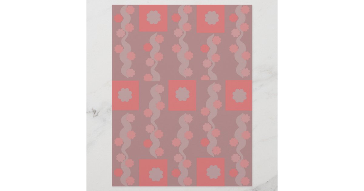 Peach Squiggle Flower Scrapbook Paper | Zazzle