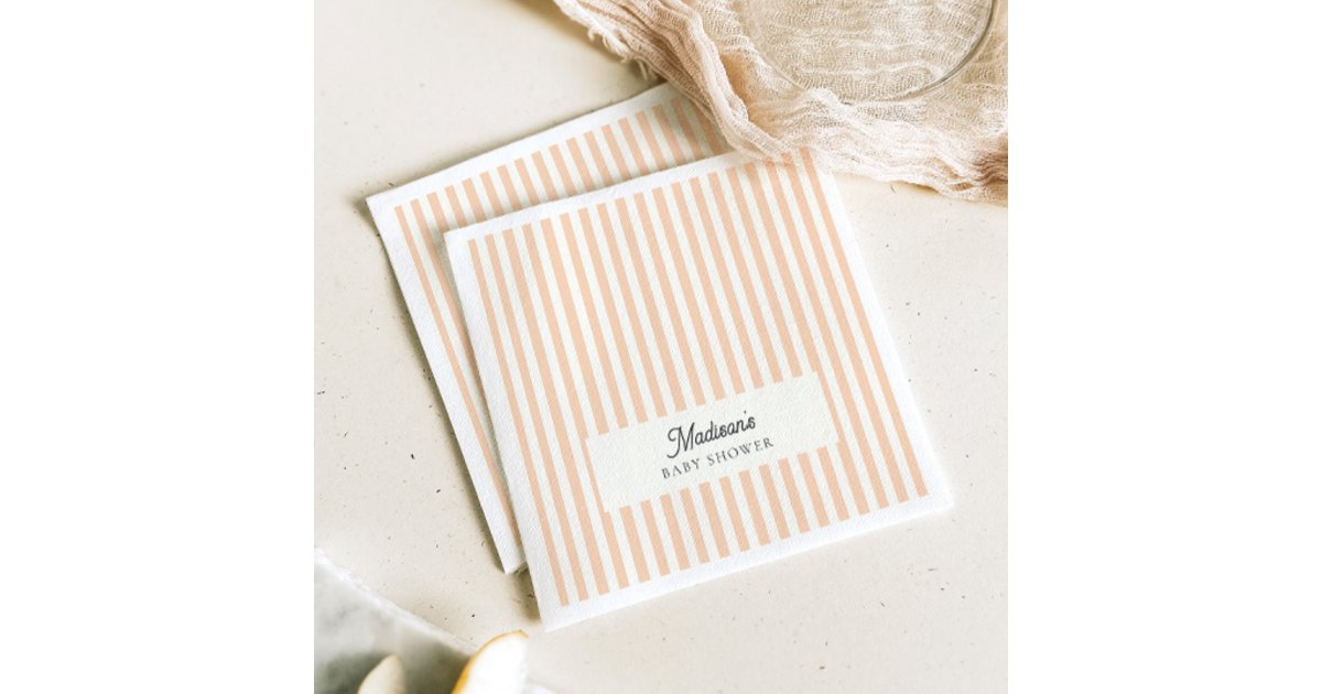 Peach Stripes Baby Shower Paper Napkins | Zazzle