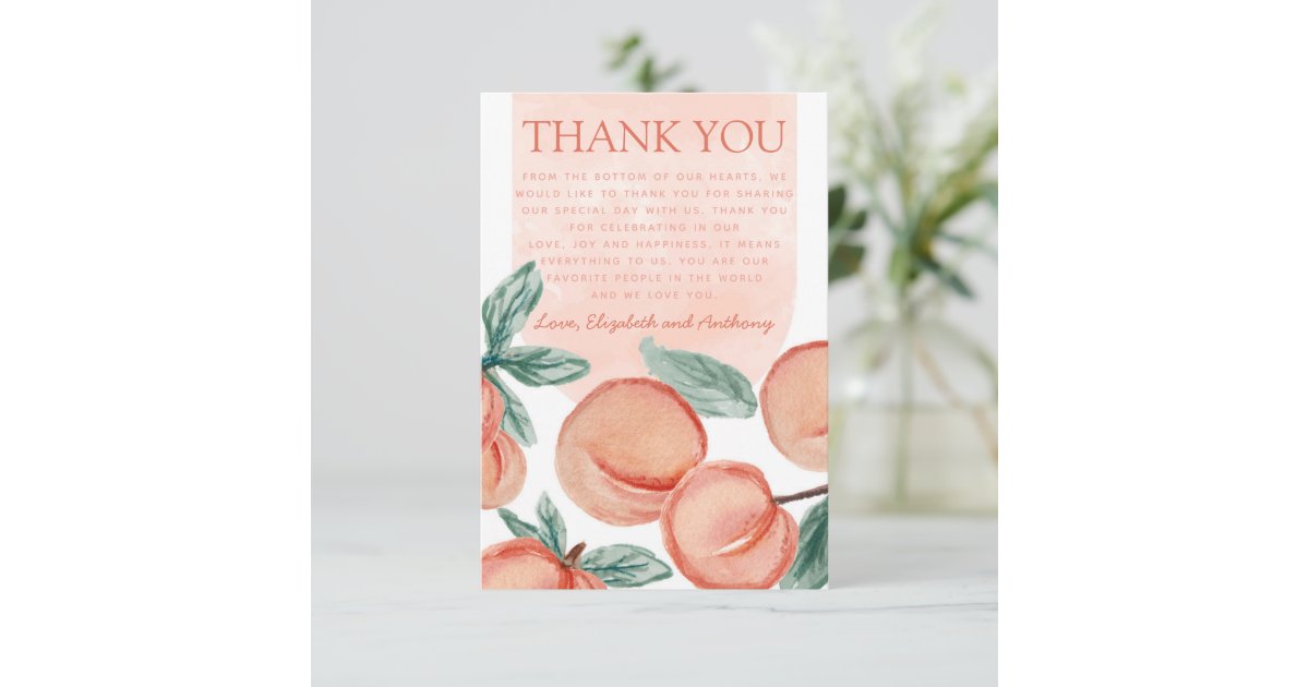 Peach Thank You Card Note Letter | Zazzle