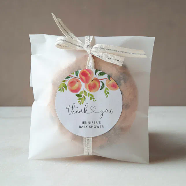 Peach Thank You Classic Round Sticker | Zazzle