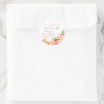 Peach Themed Baby Shower Favor Stickers | Zazzle