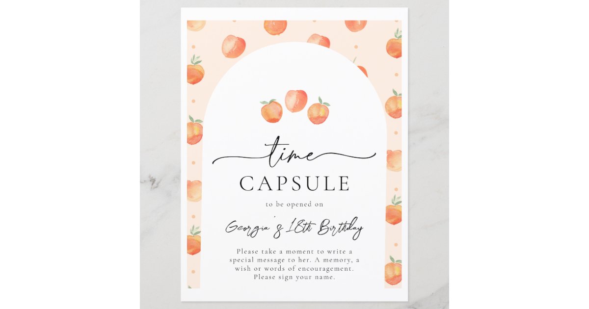 Peach Time Capsule Sign | Peach Party Sign | Zazzle