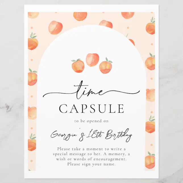 Peach Time Capsule Sign | Peach Party Sign | Zazzle