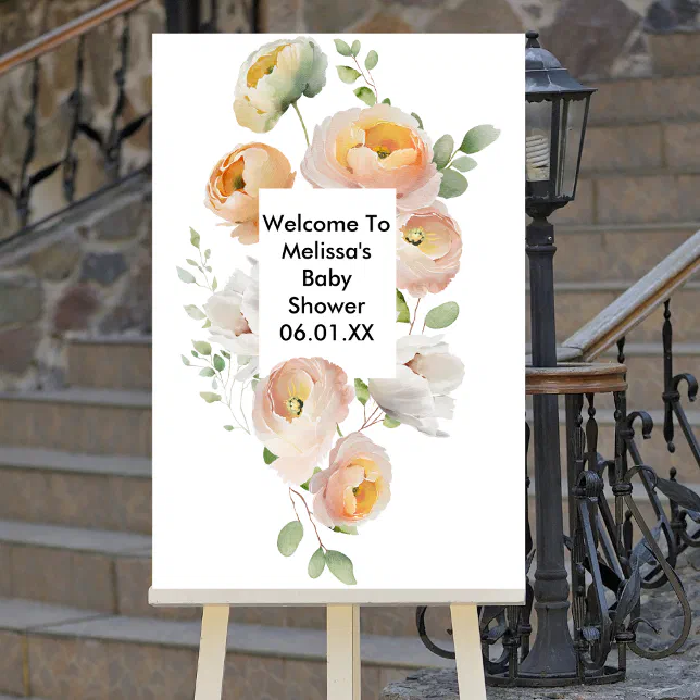 Peach Tulip Blooms Welcome Sign Poster | Zazzle