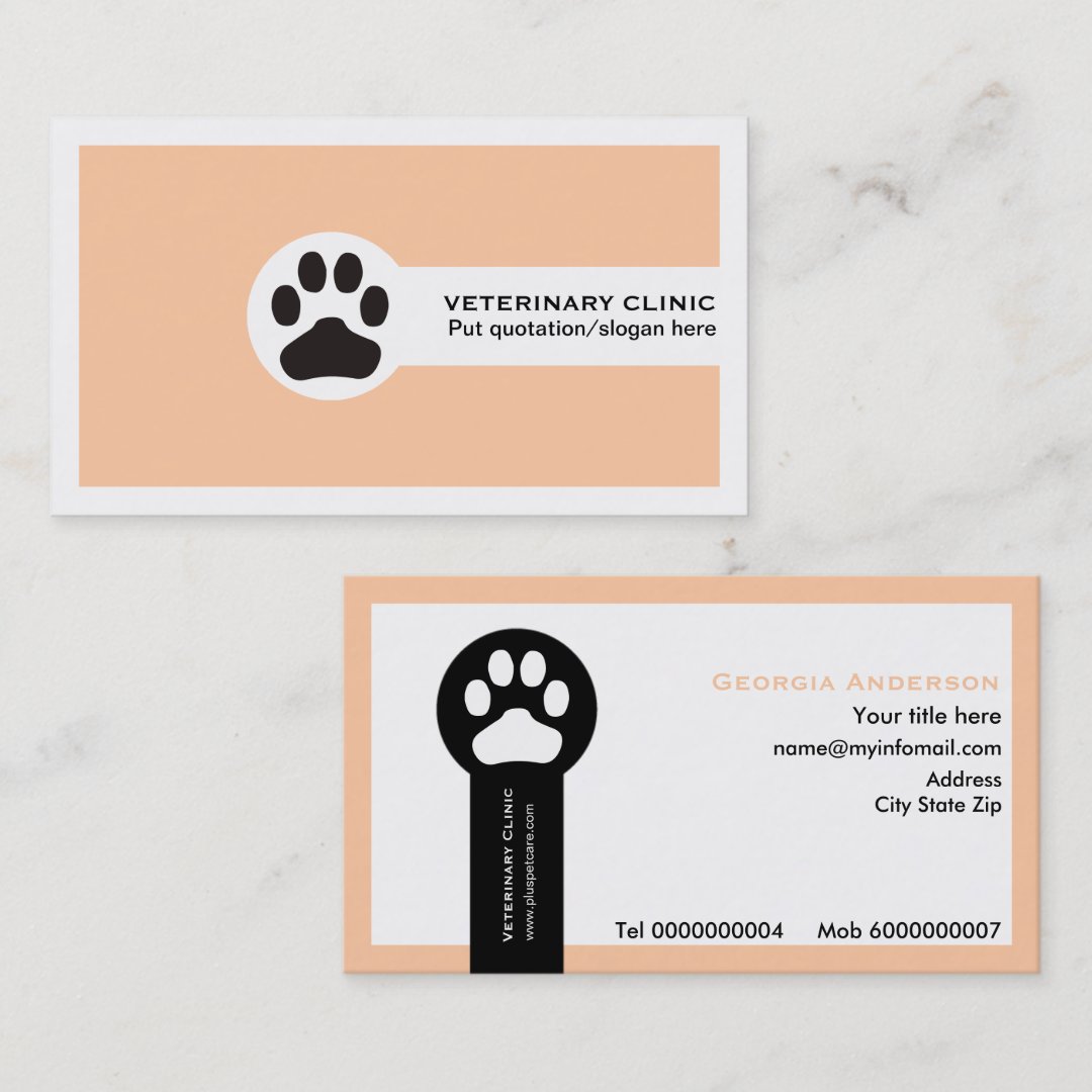 Peach Vet/Veterinary Clinic minimalist Business Card | Zazzle