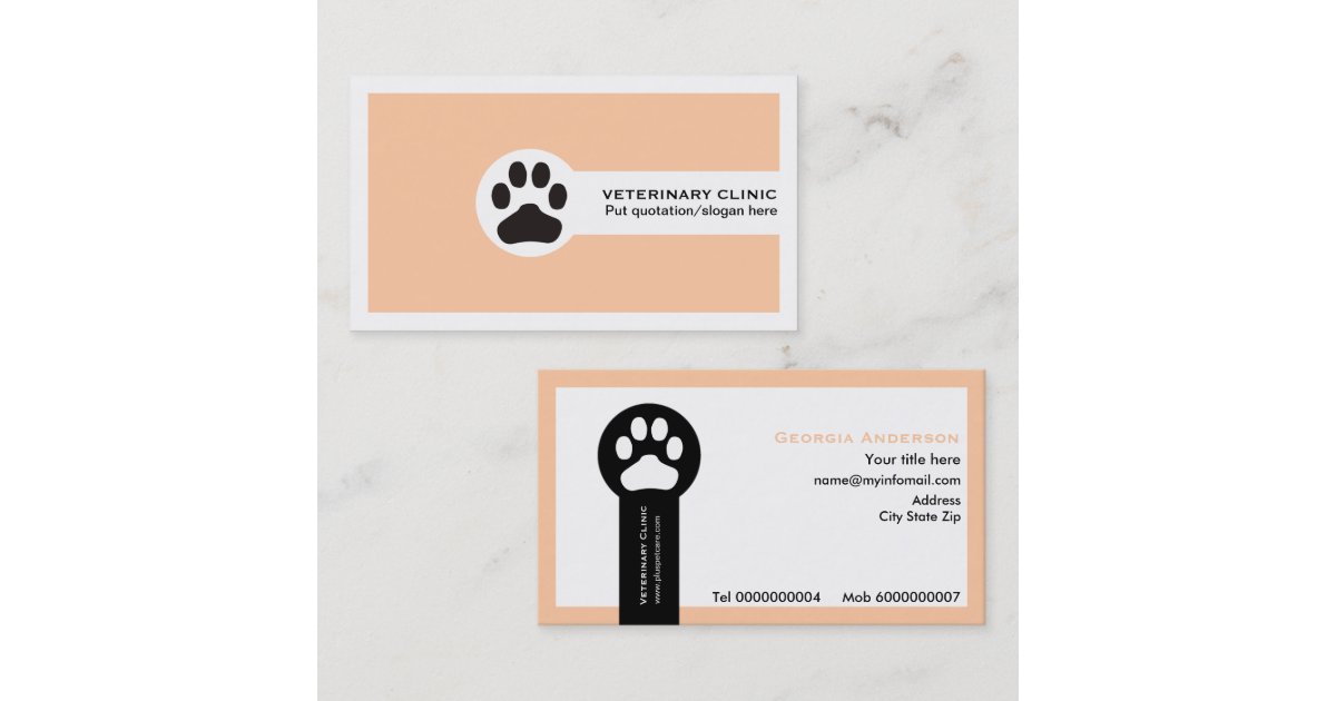Peach Vet/Veterinary Clinic minimalist Business Card | Zazzle