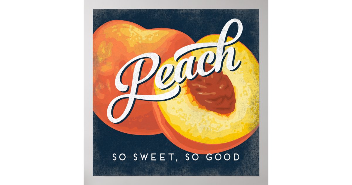 Peach Vintage Fruit Label Poster | Zazzle