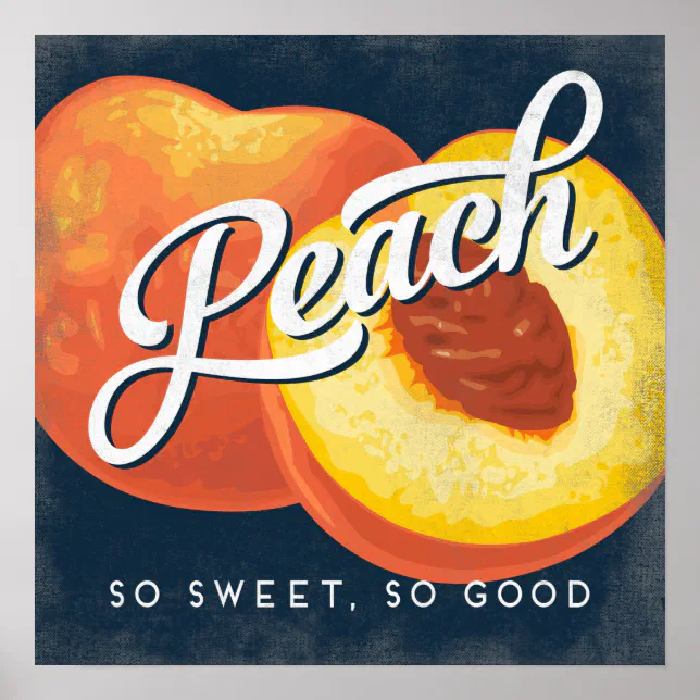 Peach Vintage Fruit Label Poster | Zazzle