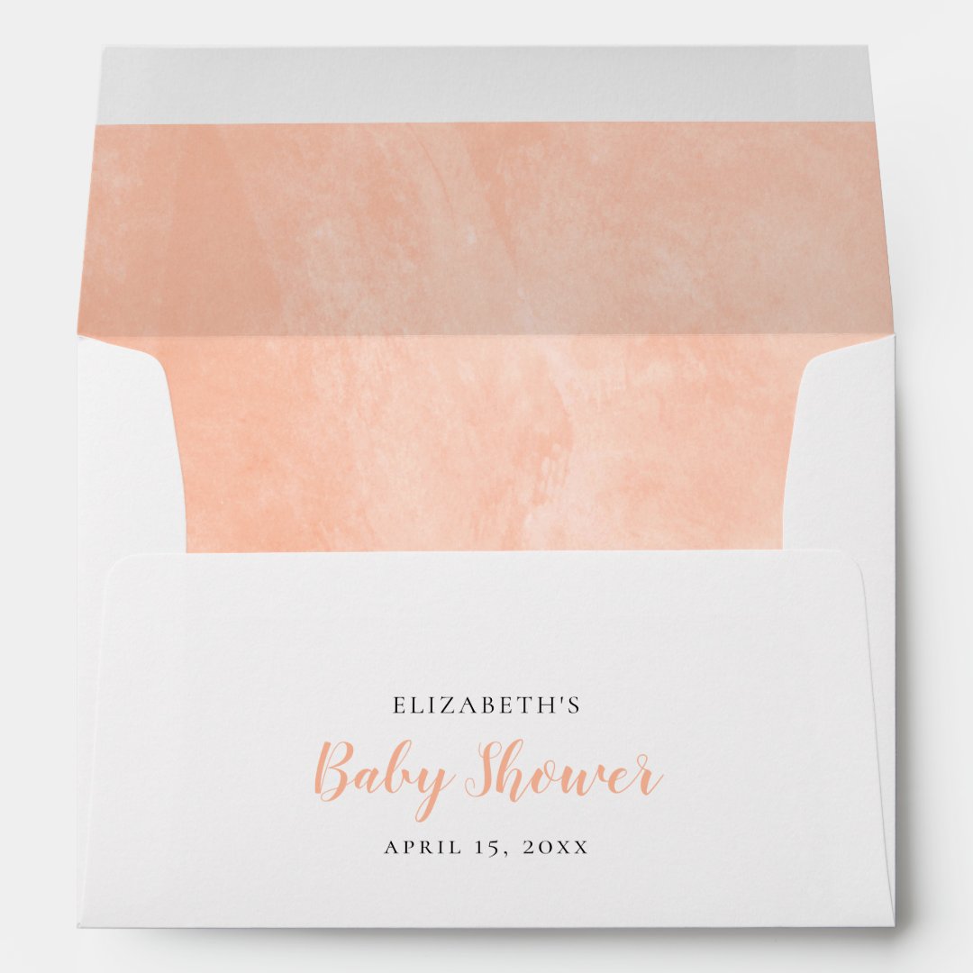 Peach Watercolor Baby Shower Envelope | Zazzle