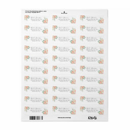 Peach Watercolor Floral Bouquet Label | Zazzle