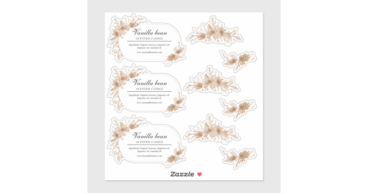Peach watercolor flowers candle sticker | Zazzle