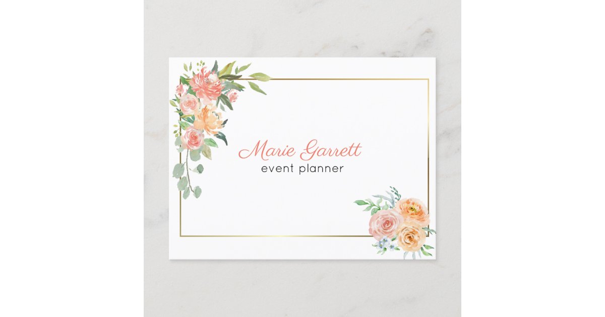Peach Watercolor Flowers Postcard | Zazzle