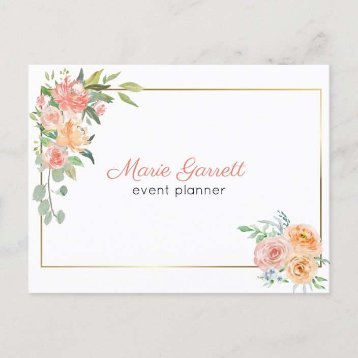 Peach Watercolor Flowers Postcard | Zazzle.com