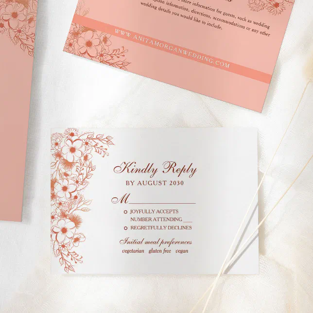 Peach Wedding RSVP Card | Zazzle