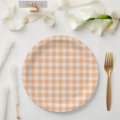 Peach White Checkered Gingham Pattern Paper Plates | Zazzle