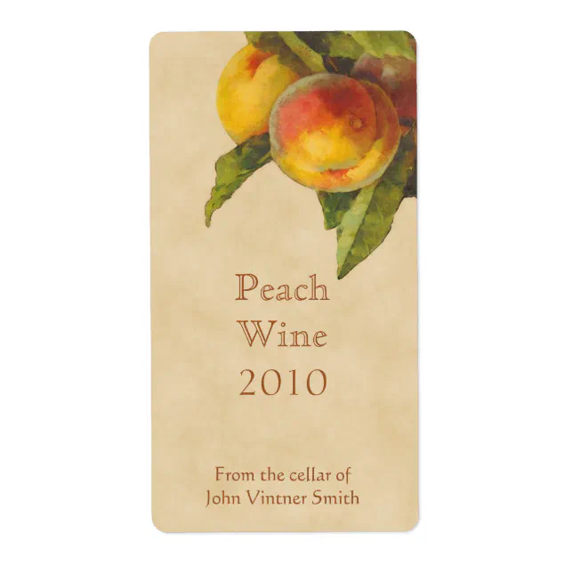 Peach wine bottle label | Zazzle