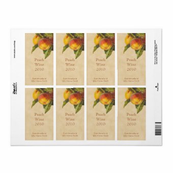 Peach wine bottle label | Zazzle