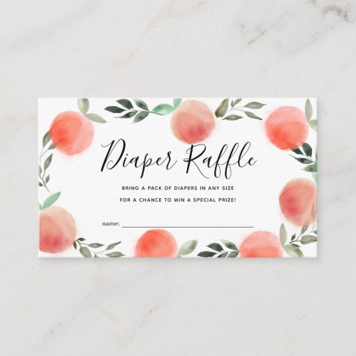 Peach Wreath Baby Shower Diaper Raffle Ticket Enclosure Card | Zazzle