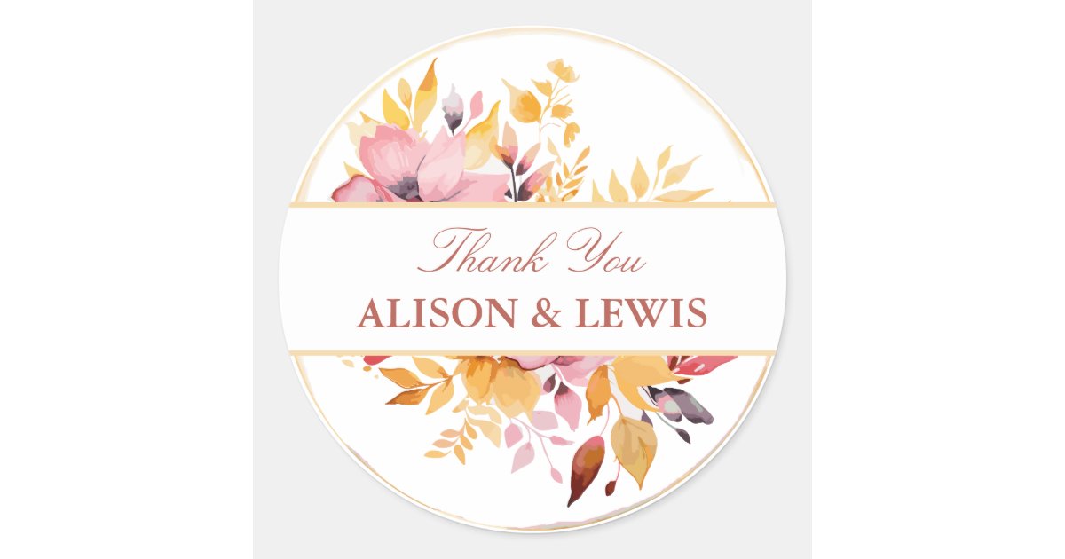 Peaches and Cream Spring Wedding Thank You Classic Round Sticker | Zazzle