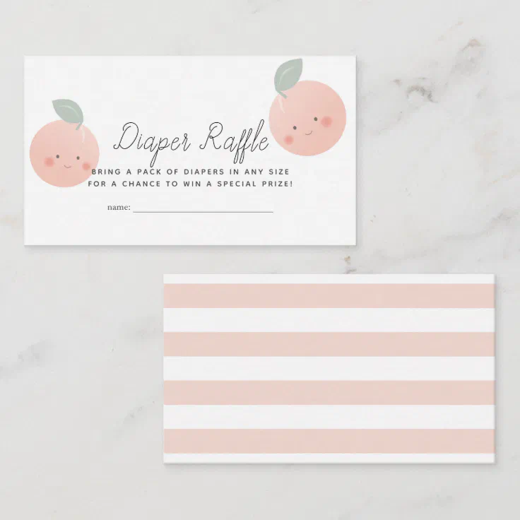 Peaches & Cream Baby Shower Diaper Raffle Ticket Enclosure Card | Zazzle