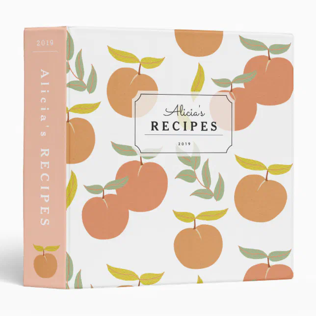 Peaches & Cream Pattern Retro Pink Recipe Binder | Zazzle
