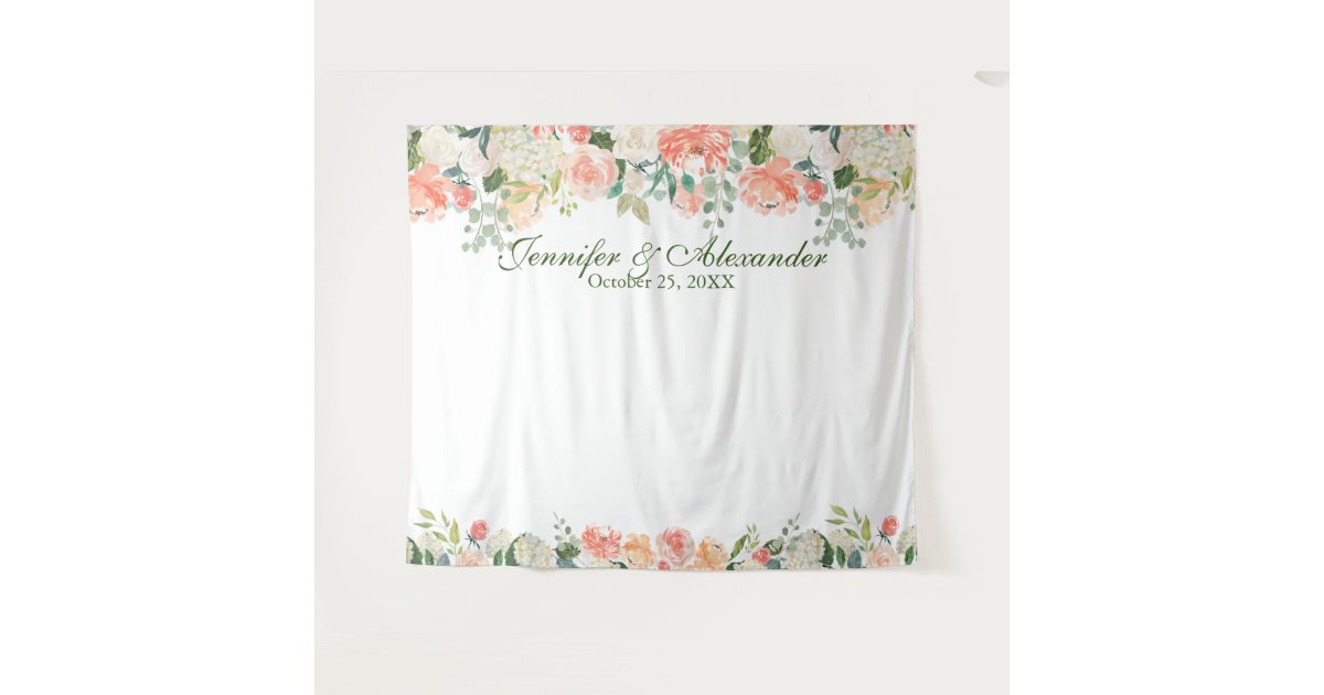 Peaches Floral Extra-Large Photo Booth Backdrop | Zazzle