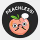Peachless Funny Fruit Peach Pun Dark BG Classic Round Sticker | Zazzle