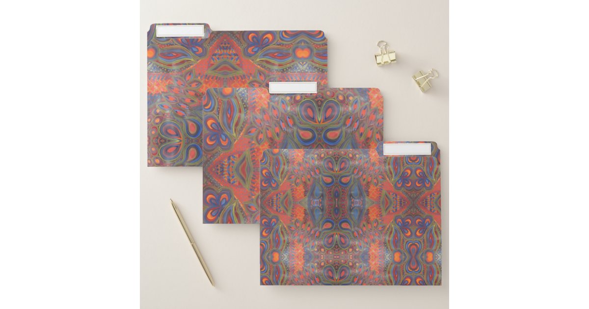 peacock abstract painting file folder | Zazzle
