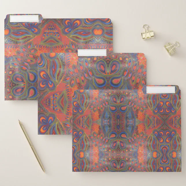 peacock abstract painting file folder | Zazzle