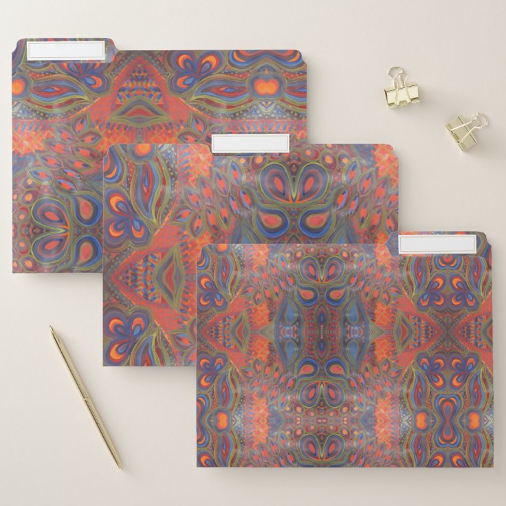 peacock abstract painting file folder | Zazzle