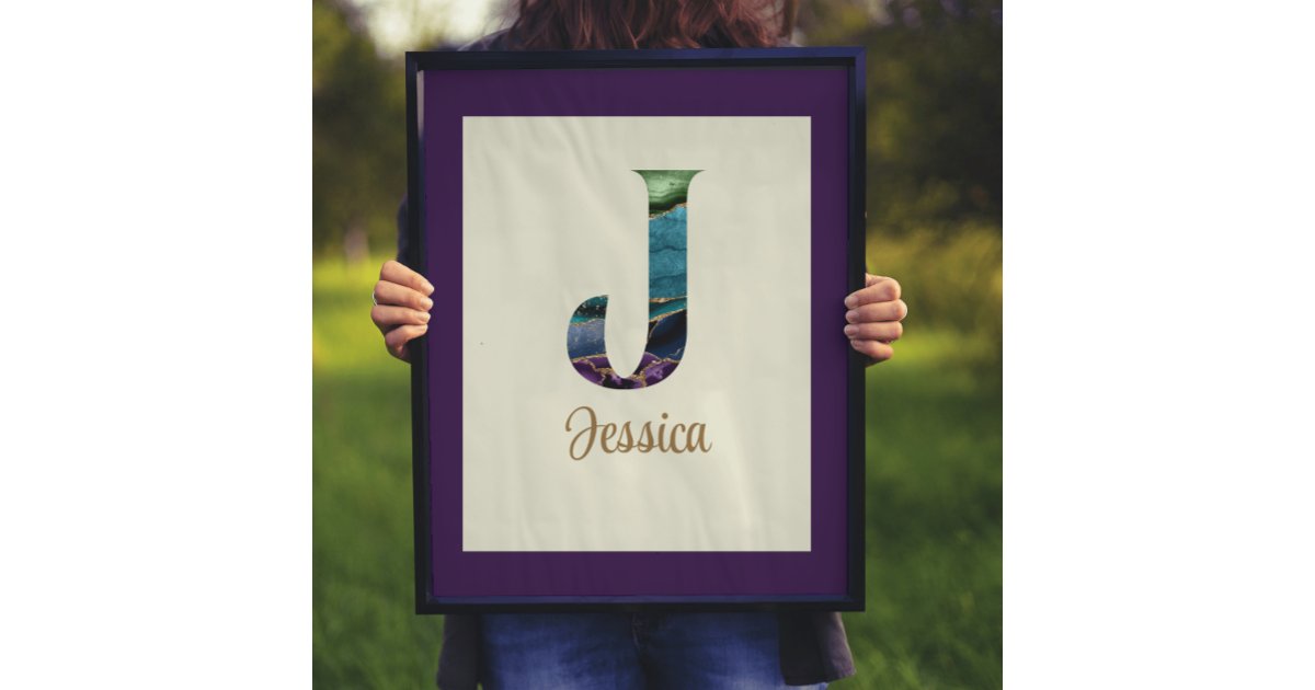 Peacock Agate Letter J Personalized Poster | Zazzle