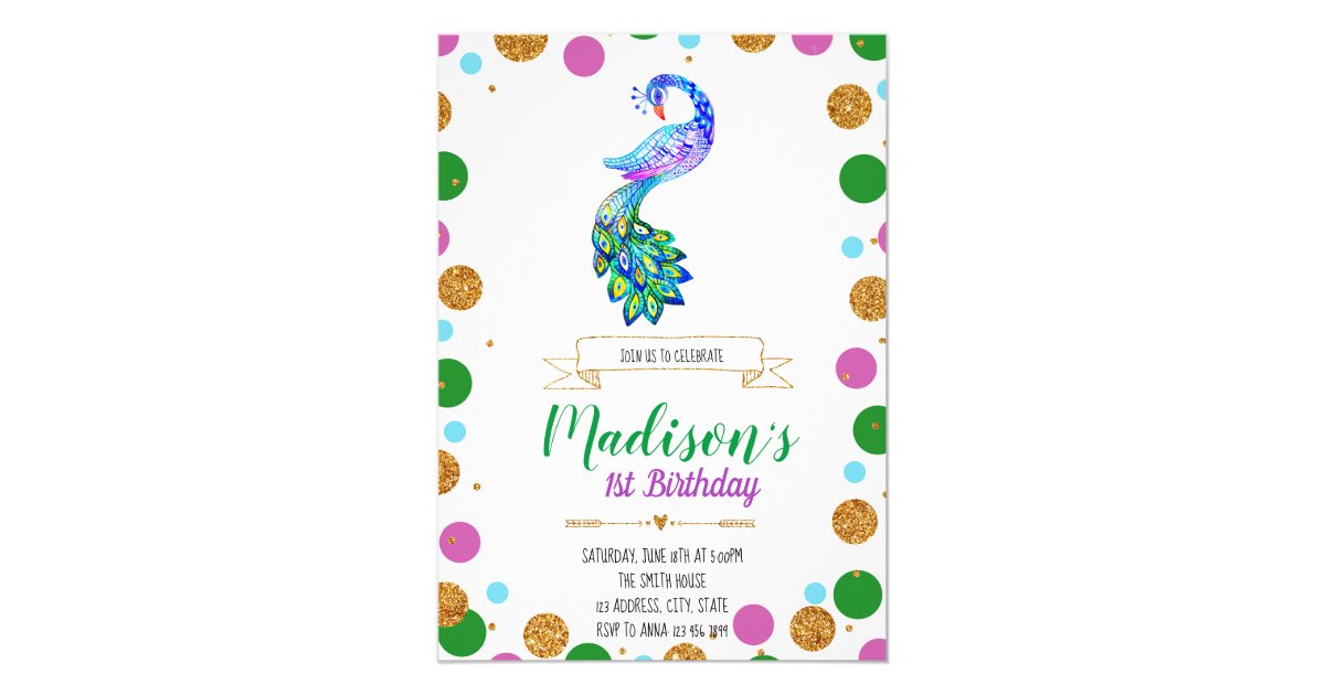 Peacock birthday party invitation | Zazzle.com