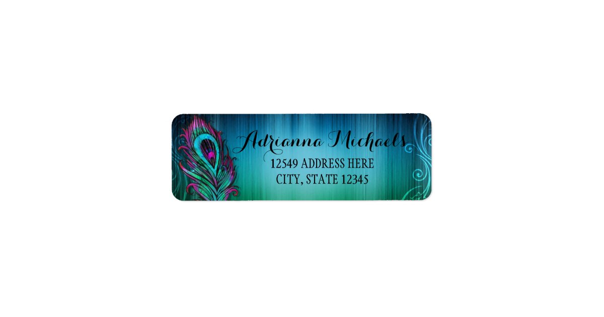 Peacock Feather Address Label | Zazzle
