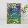 Peacock Feather Antique Vintage Gold Scroll Bokeh Save The Date | Zazzle