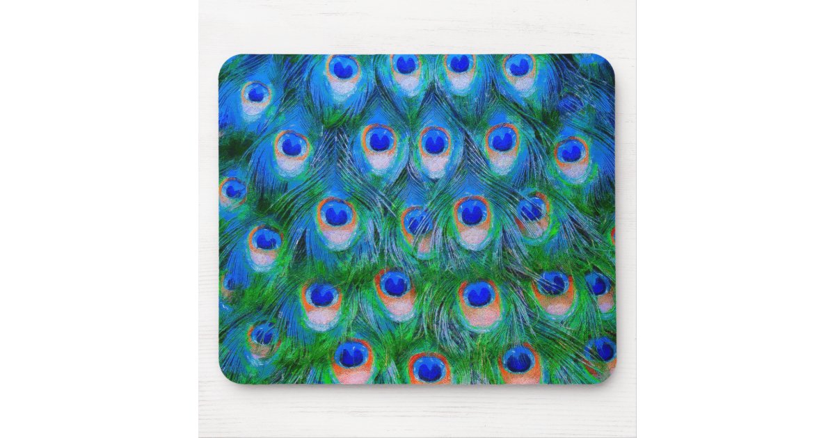 Peacock Feather Blue Mouse Pad | Zazzle